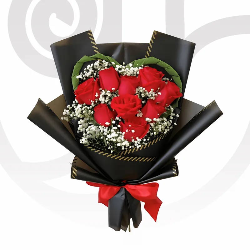 Red Roses/Gypso - BuyFlowers