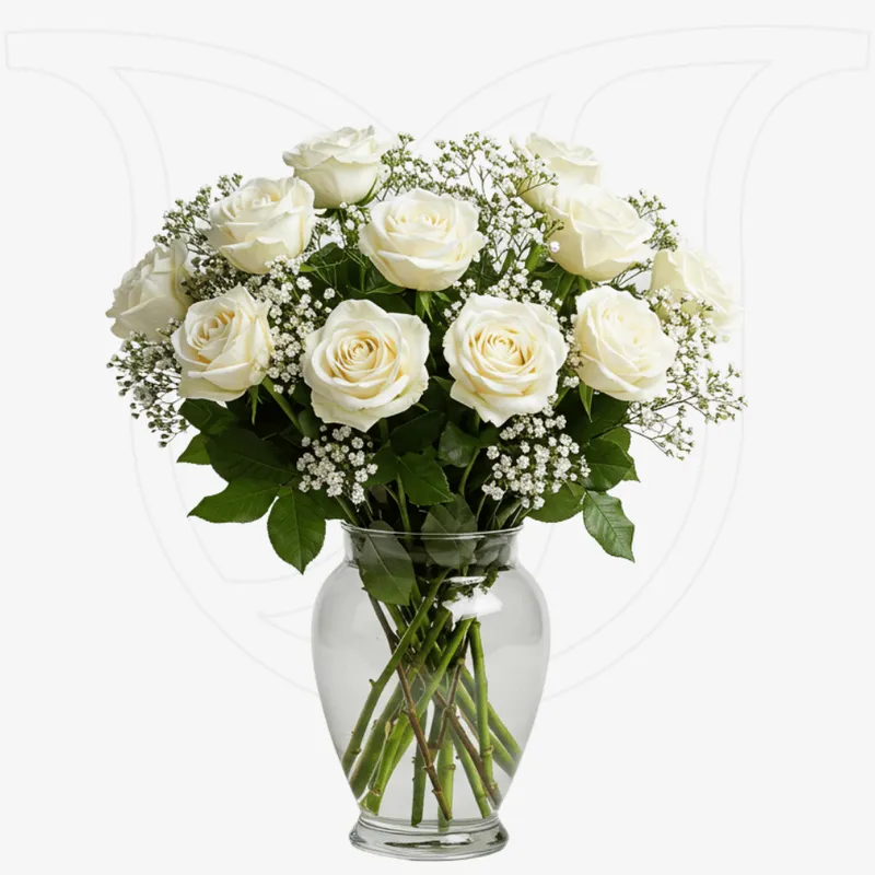 White Roses/Gypso | Fresh Flowers - BuyFlowers